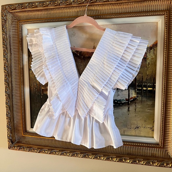 Zara | Tops | Chicwish White Ruffle Blouse | Poshmark
